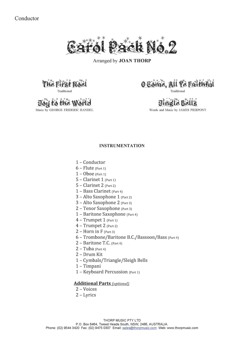 Carol Pack No.2 Christmas sheet music for Concert Band – Thorp Music