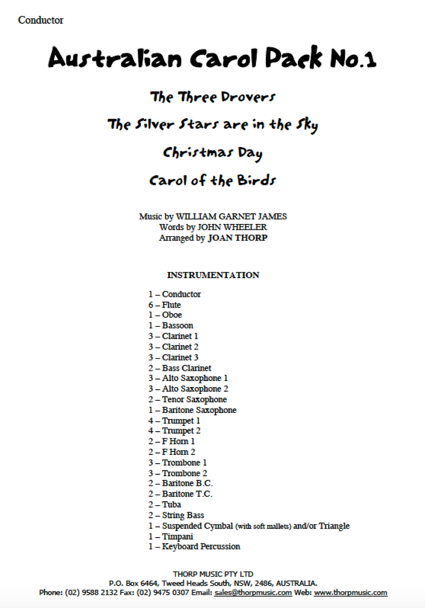 Australian Carol Pack No.1 Christmas Concert Band sheet music – Thorp Music