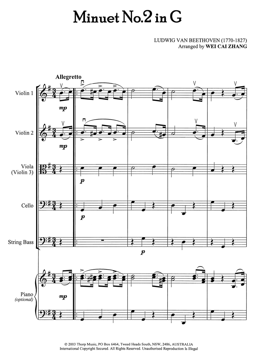 Minuet No.2 in G (Beethoven) – Thorp Music